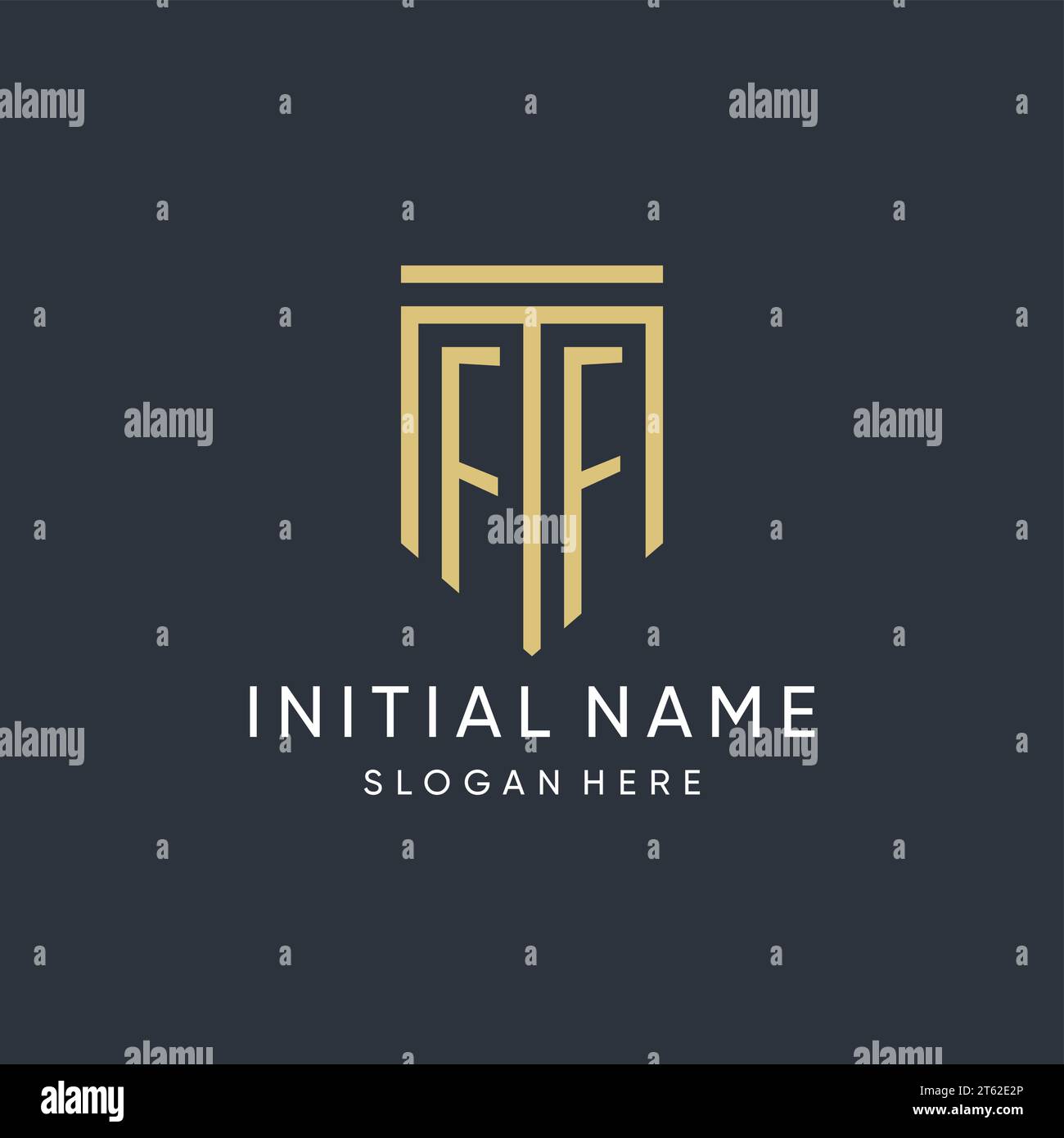 FF monogram with modern and luxury shield shape design vector graphic ...