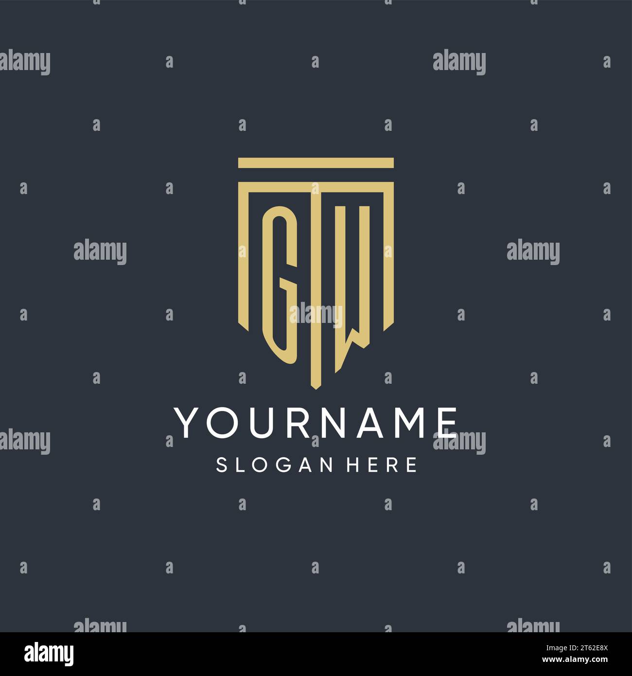 GW monogram with modern and luxury shield shape design vector graphic ...