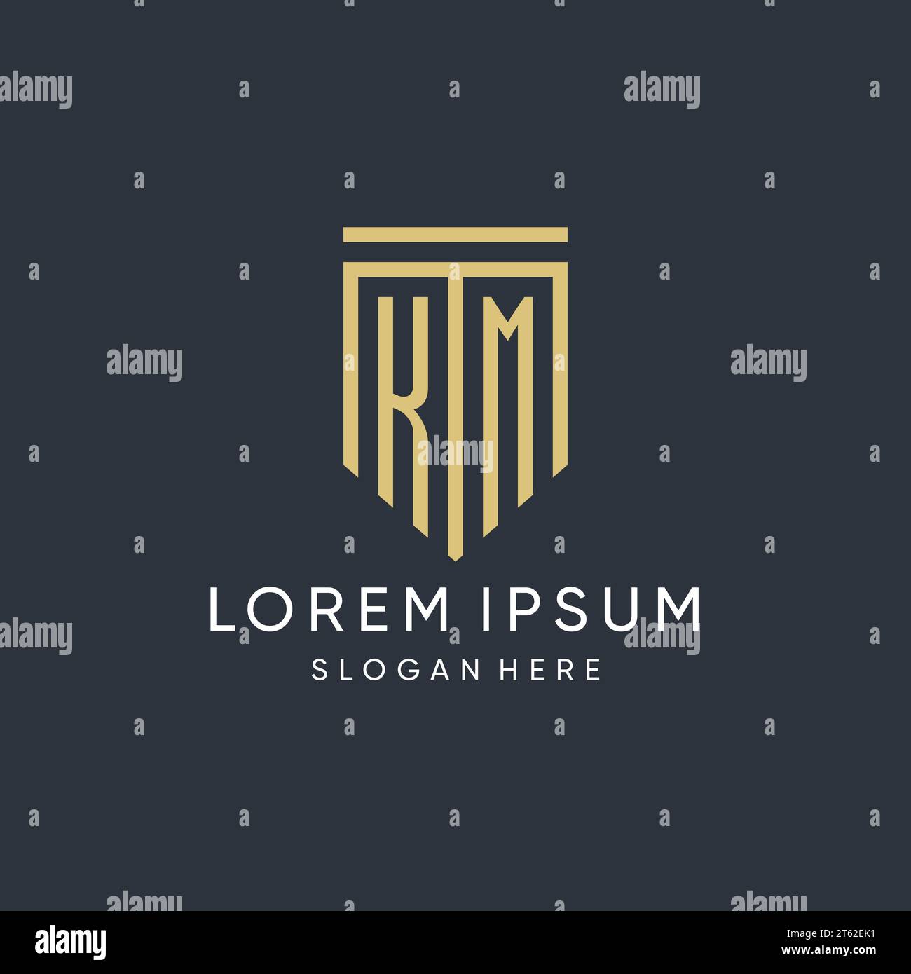 KM monogram with modern and luxury shield shape design vector graphic ...