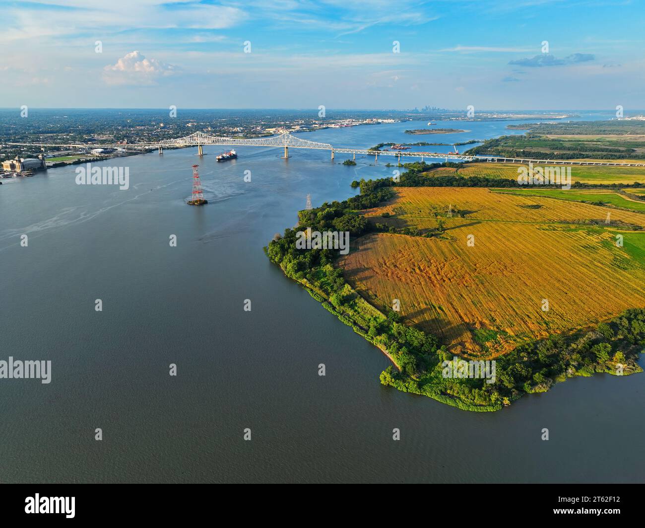 Aerial View of the Delaware River Near the Commodore Barry Bridge Stock ...
