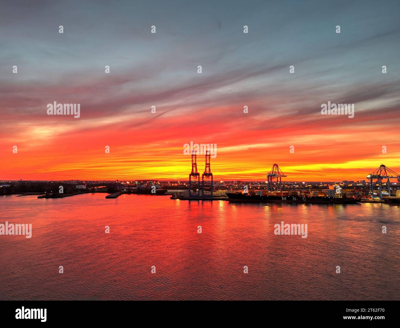 Aerial View of a Fire Sky Sunset Stock Photo - Alamy