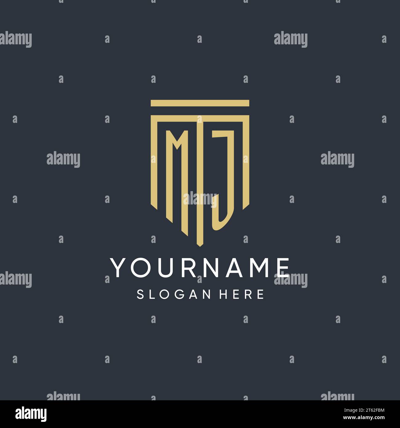 MJ monogram with modern and luxury shield shape design vector graphic ...