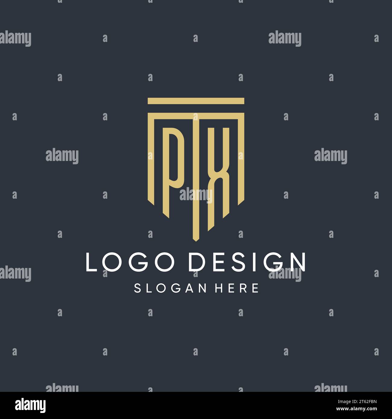 PX monogram with modern and luxury shield shape design vector graphic ...