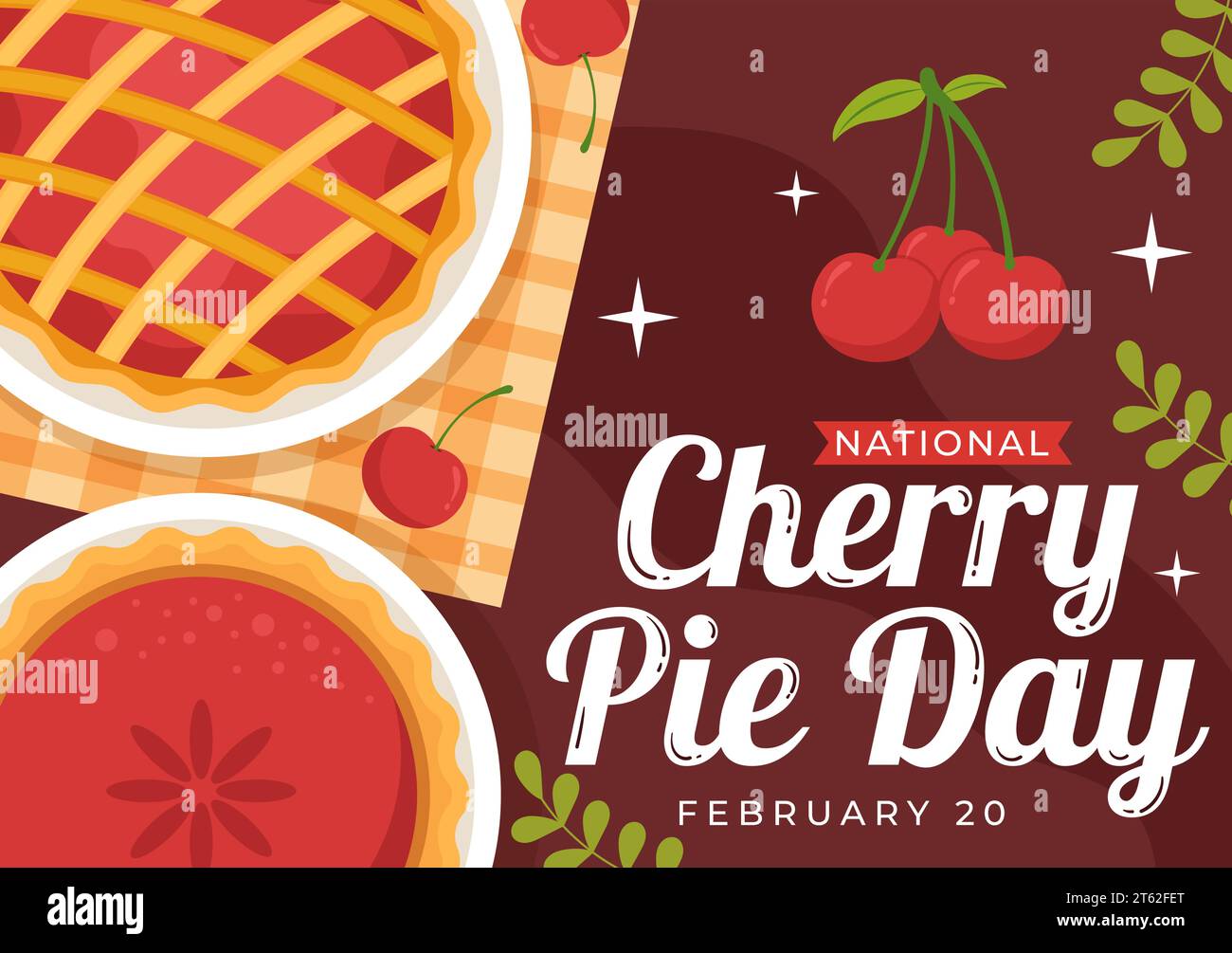 National Cherry Pie Day Vector Illustration on February 20 with Food of ...