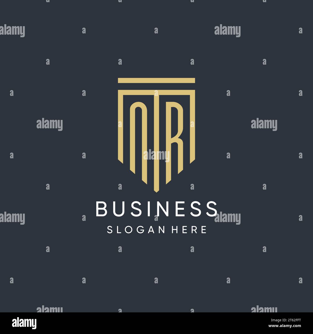 NR monogram with modern and luxury shield shape design vector graphic ...