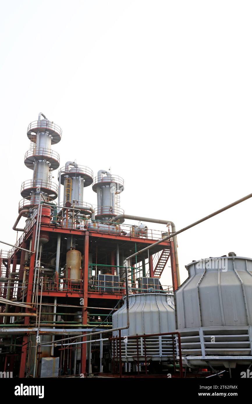 Distillation equipment and oil storage tank Stock Photo - Alamy