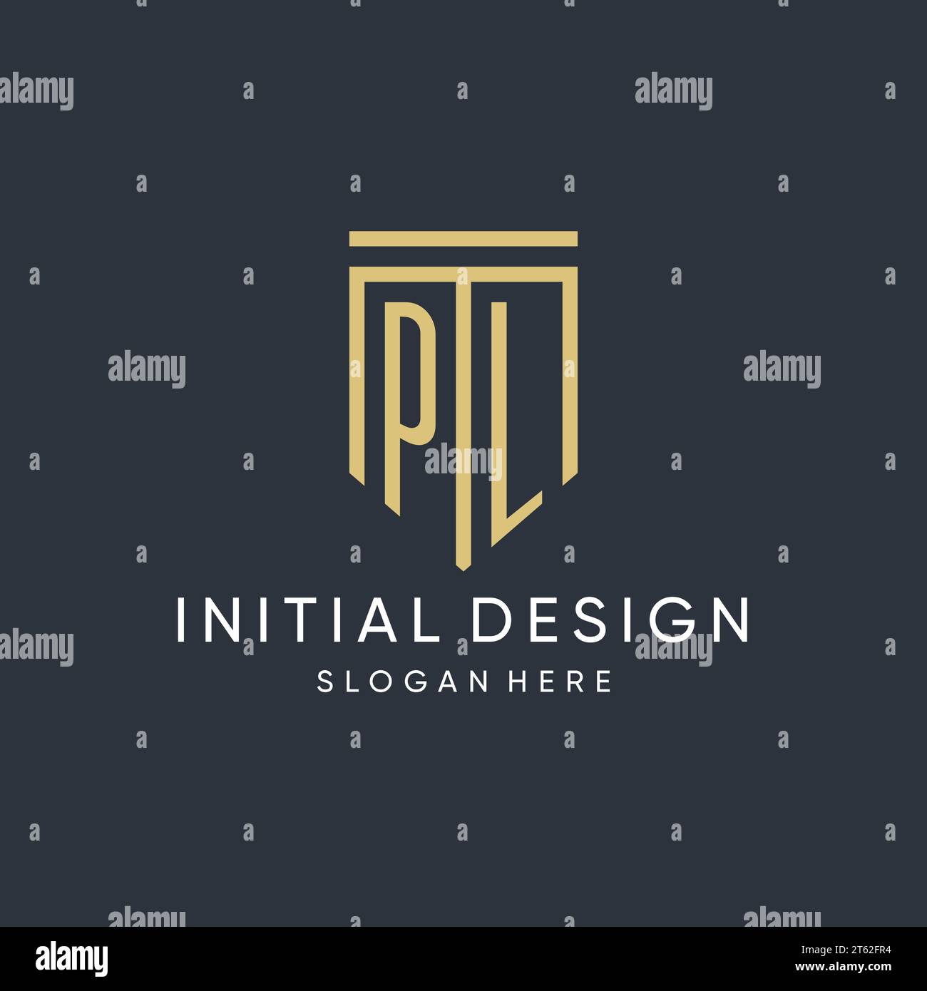 PL monogram with modern and luxury shield shape design vector graphic ...