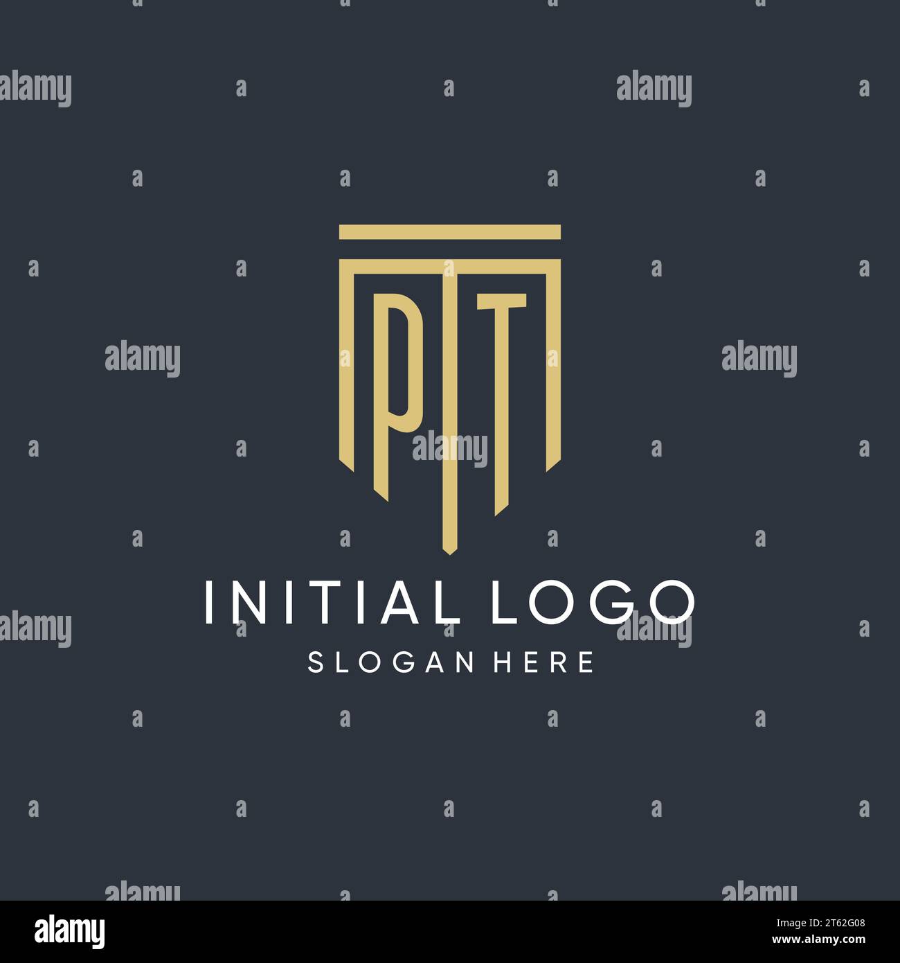 PT monogram with modern and luxury shield shape design vector graphic ...