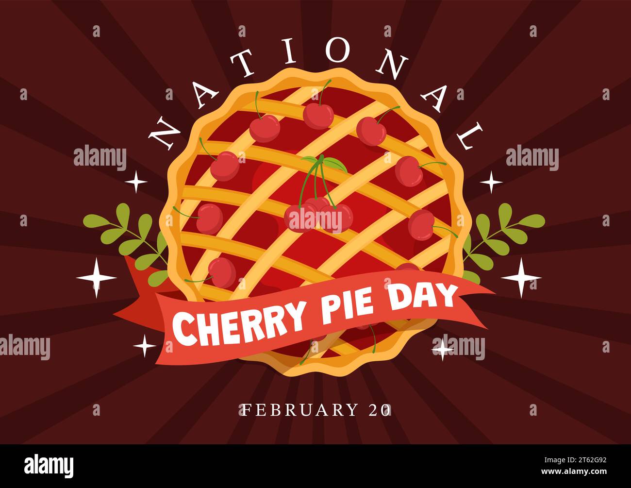 National Cherry Pie Day Vector Illustration on February 20 with Food of ...