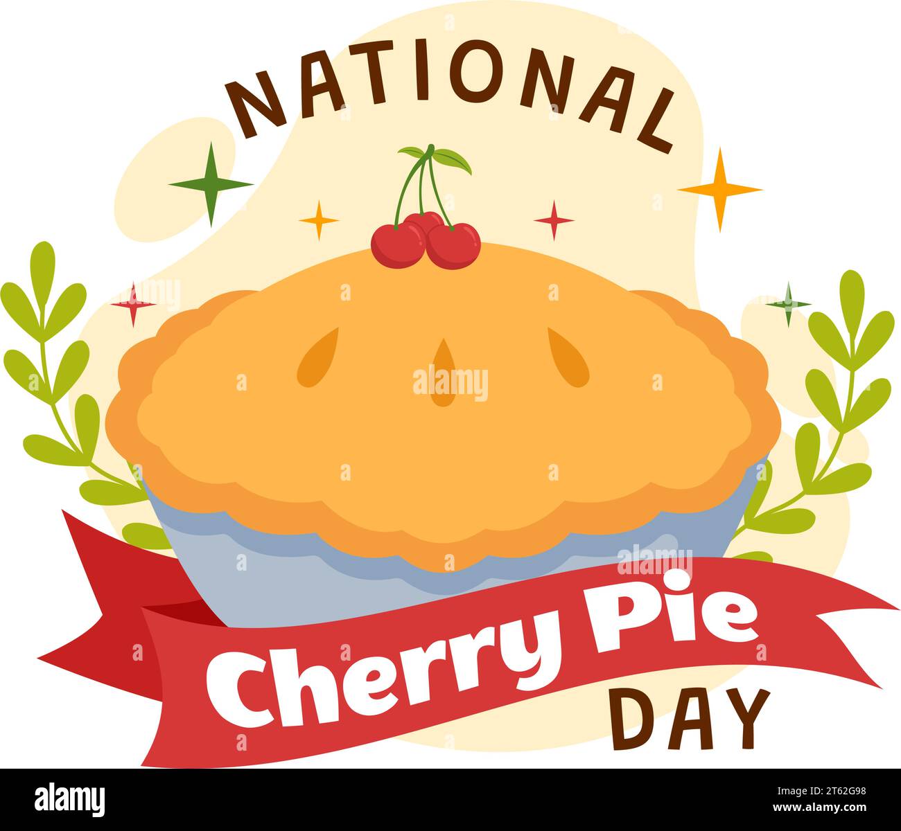 National Cherry Pie Day Vector Illustration on February 20 with Food of ...