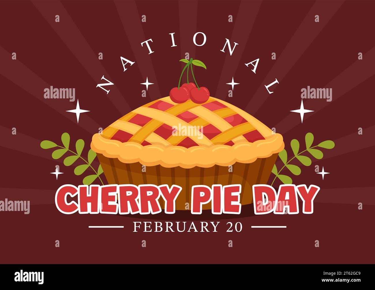 National Cherry Pie Day Vector Illustration on February 20 with Food of ...