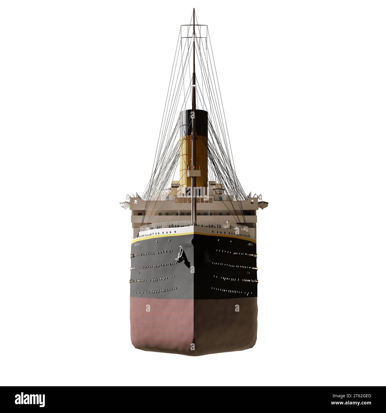 Steamboat ocean liner ship front view white background 3D render image ...