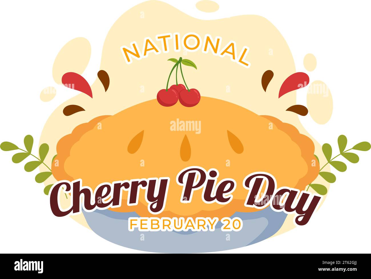 National Cherry Pie Day Vector Illustration on February 20 with Food of ...