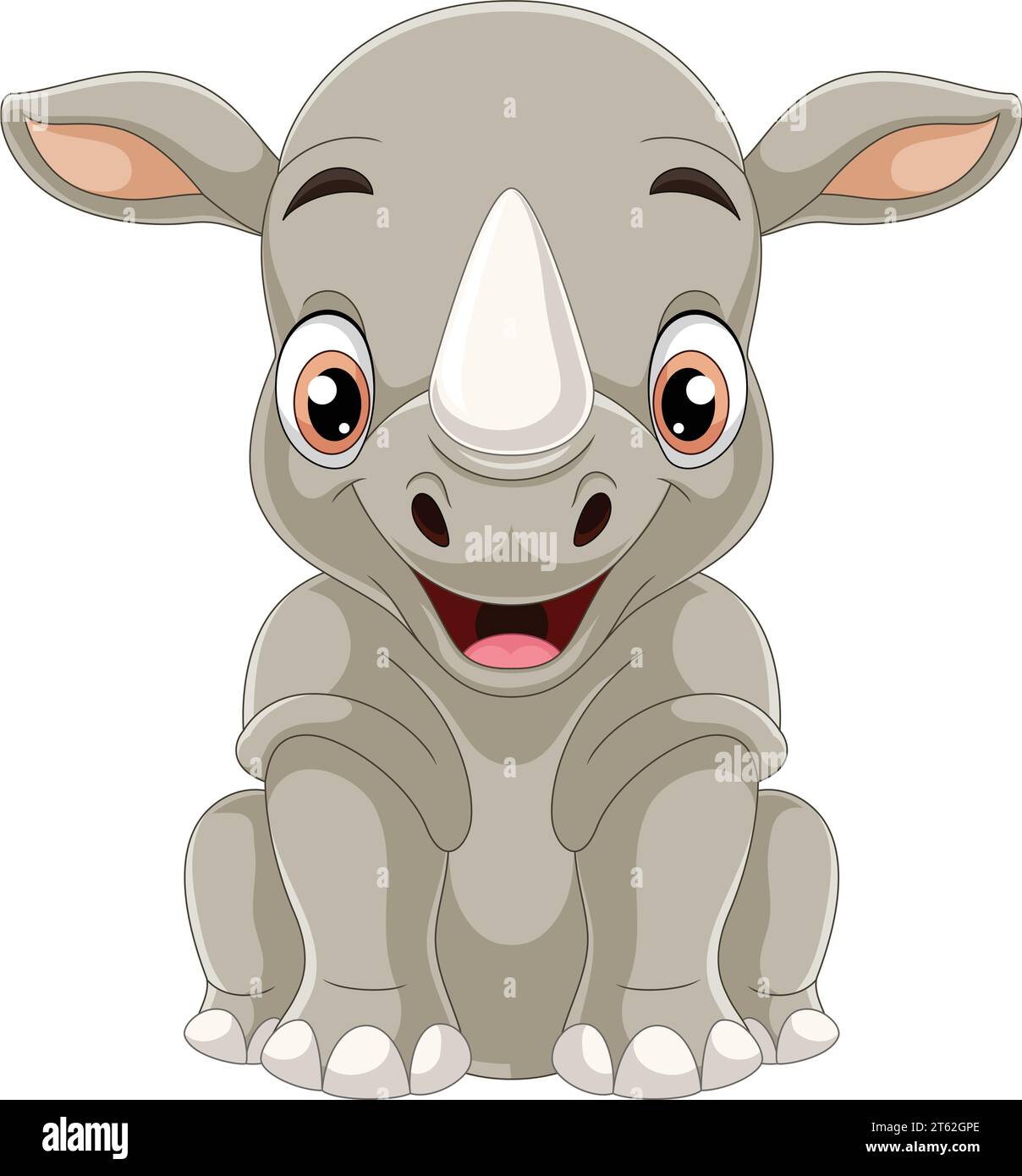 Cartoon funny rhino sitting on white background Stock Vector Image ...