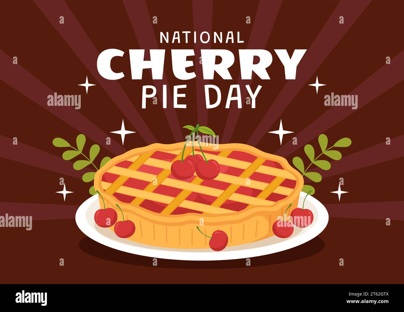 National Cherry Pie Day Vector Illustration on February 20 with Food of Pastry Shells and ...