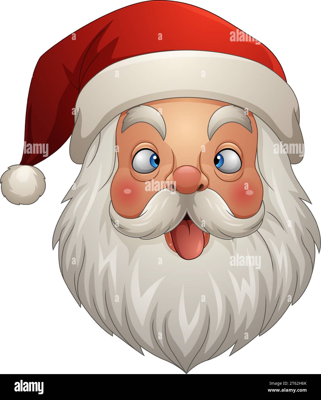 Cartoon santa claus head with tongue out and crazy eyes Stock Vector ...