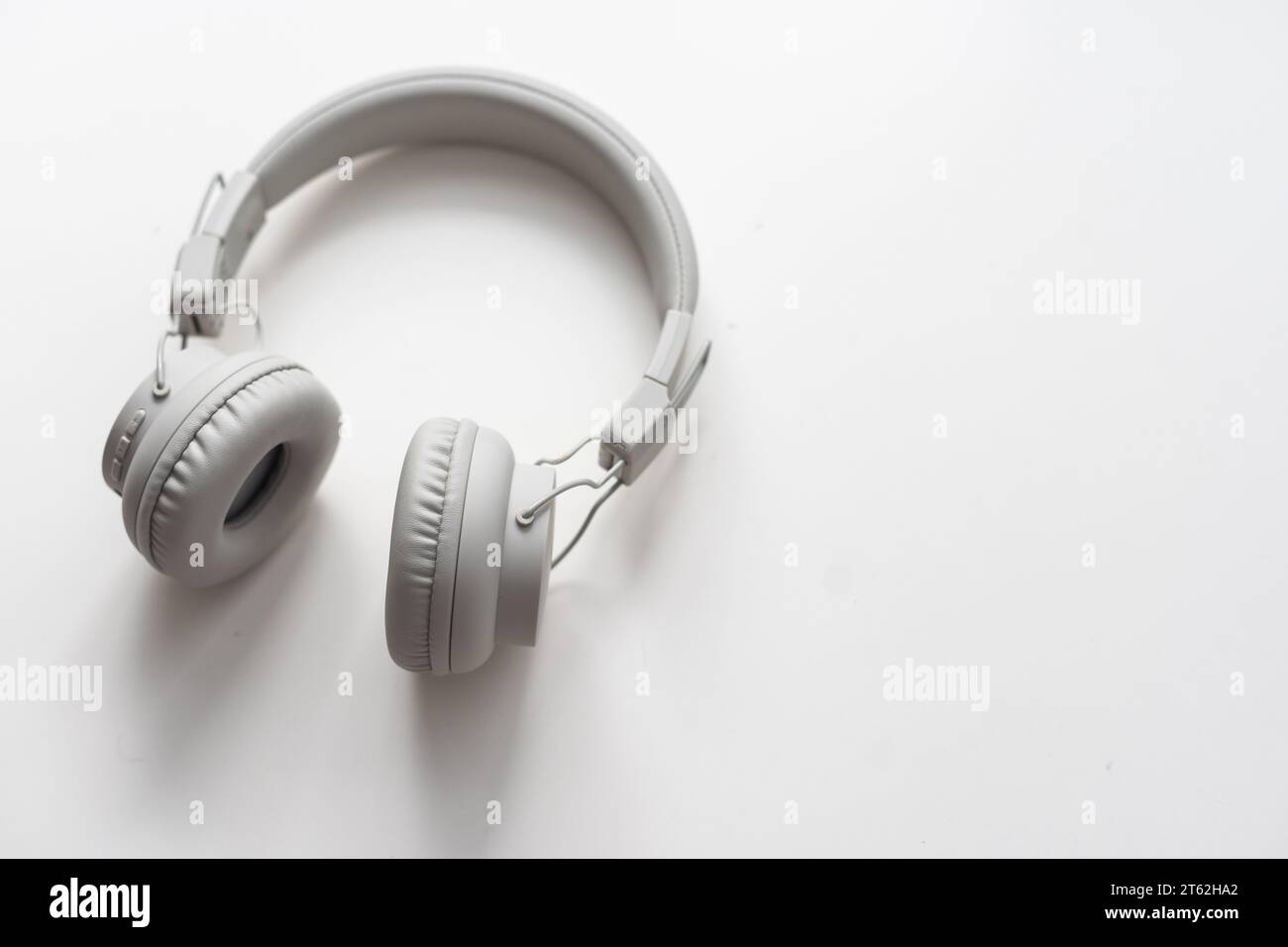 Gray wireless headphones on white background isolated close up, grey ...