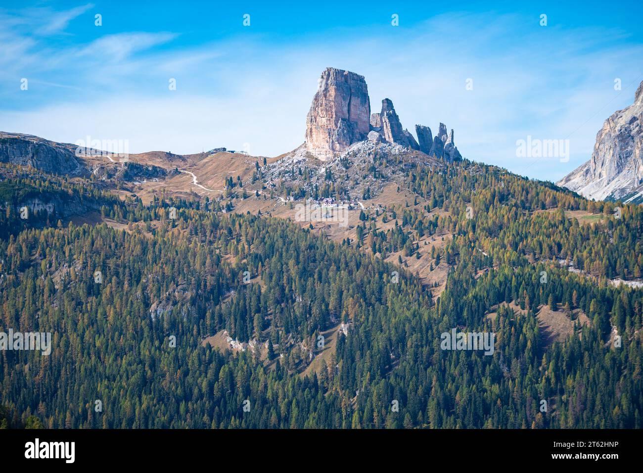 Rock formation "Cinque Torri" in the Dolomites, Italy Stock Photo - Alamy