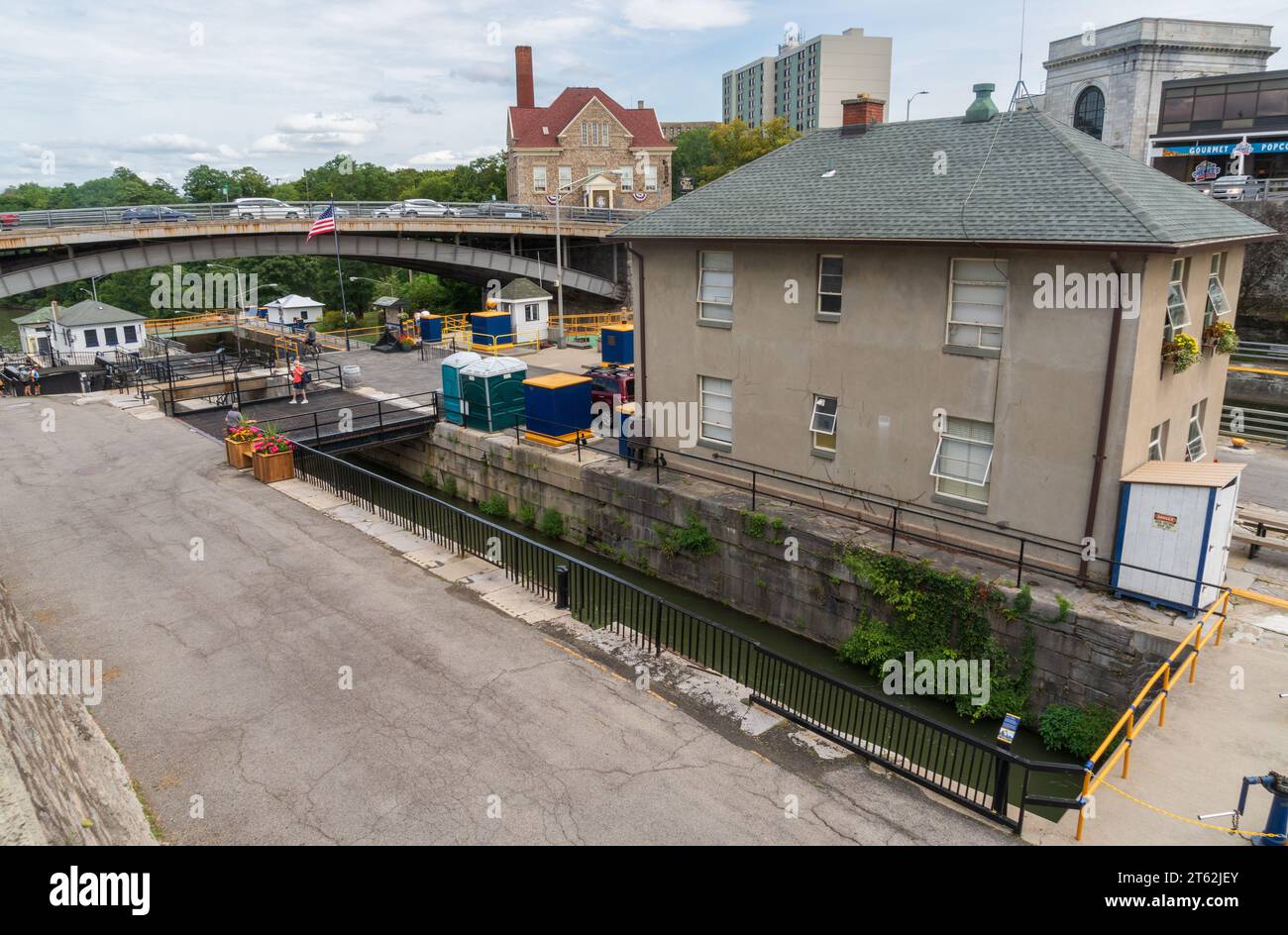 Historic Erie Canal "Flight of Five" Combined Locks, Lockport New York ...