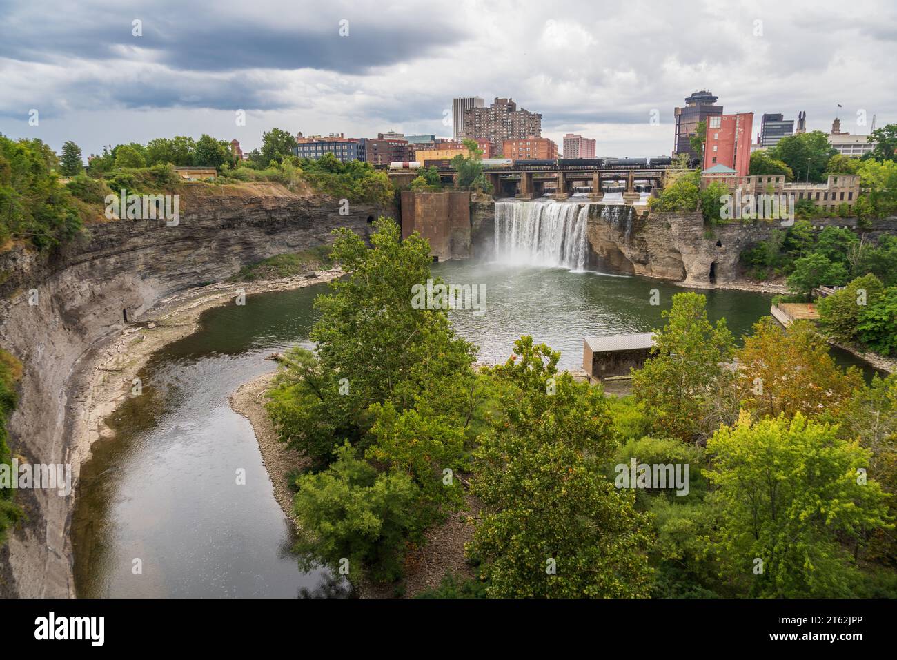 Rochester Overlook with Waterfall and City Skyline Stock Photo - Alamy