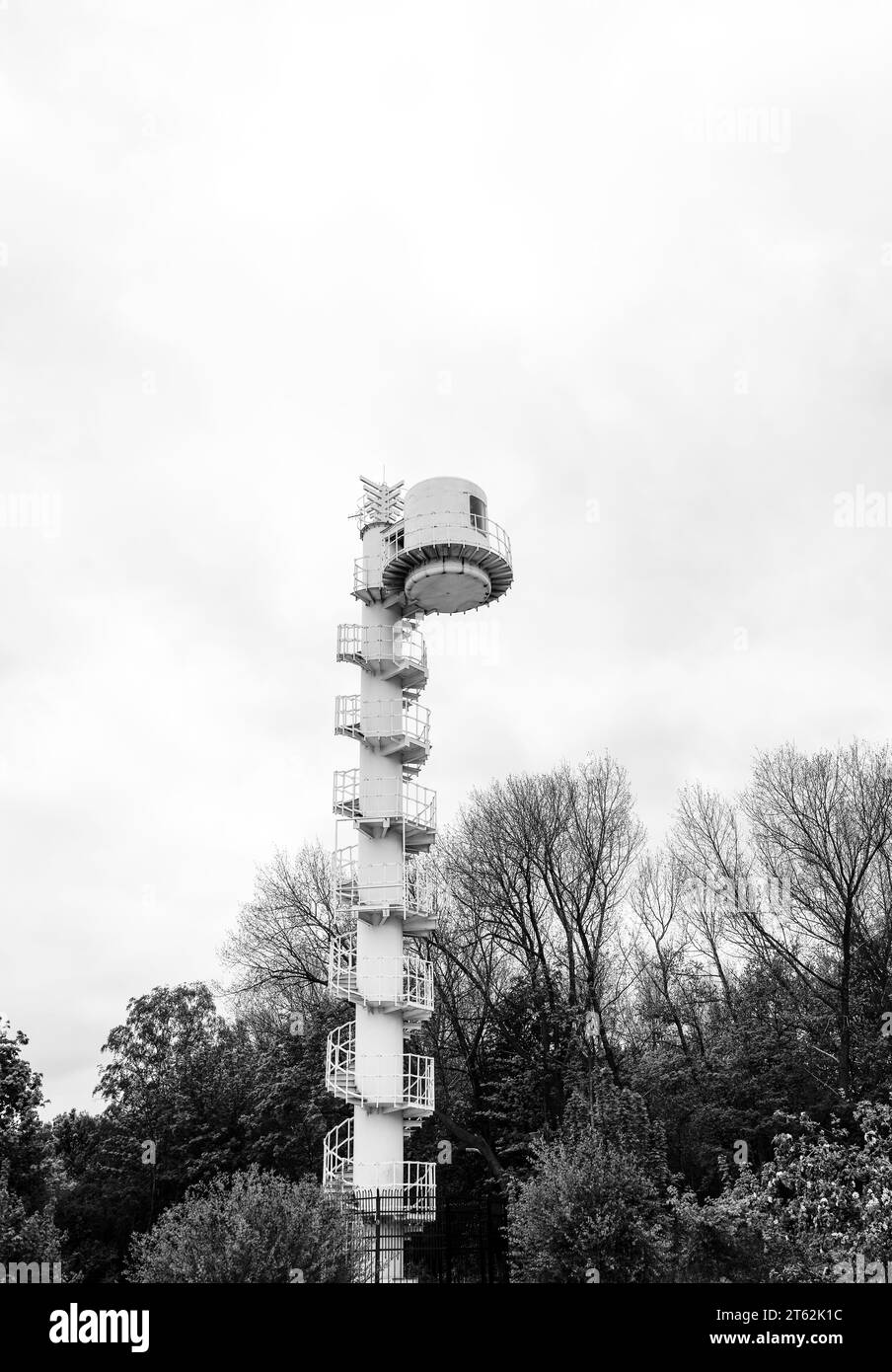 Navigation tower at the port of Swinoujscie. Tower on the beach of the ...