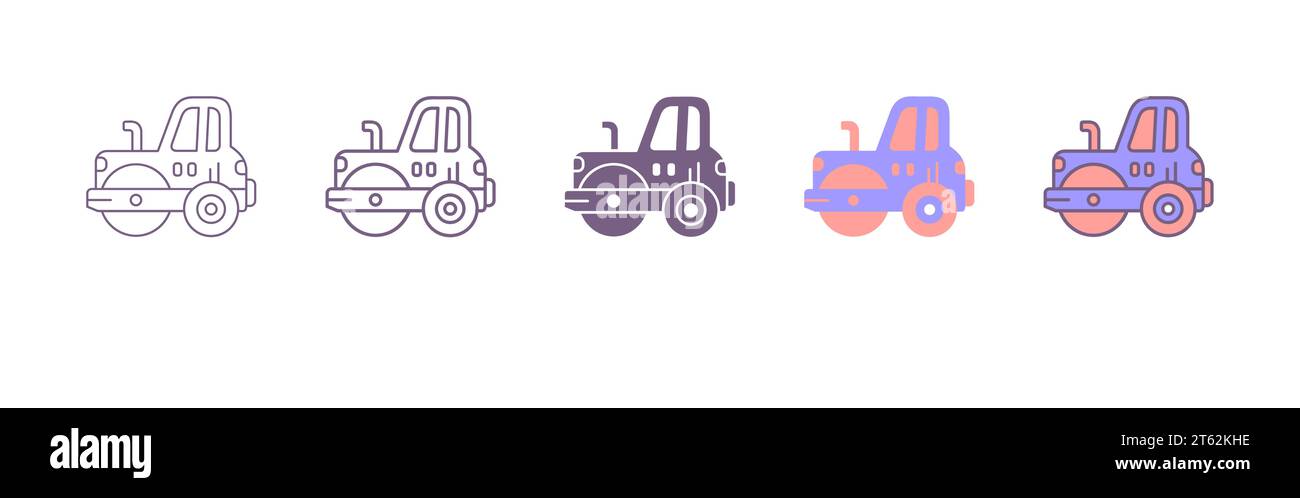 road roller icon. Thin, Light Regular Flat And Bold style design ...