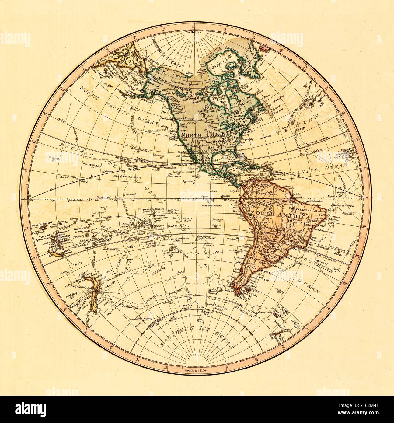 Western hemisphere old map. By Faden, publ. in 1786 Stock Photo - Alamy