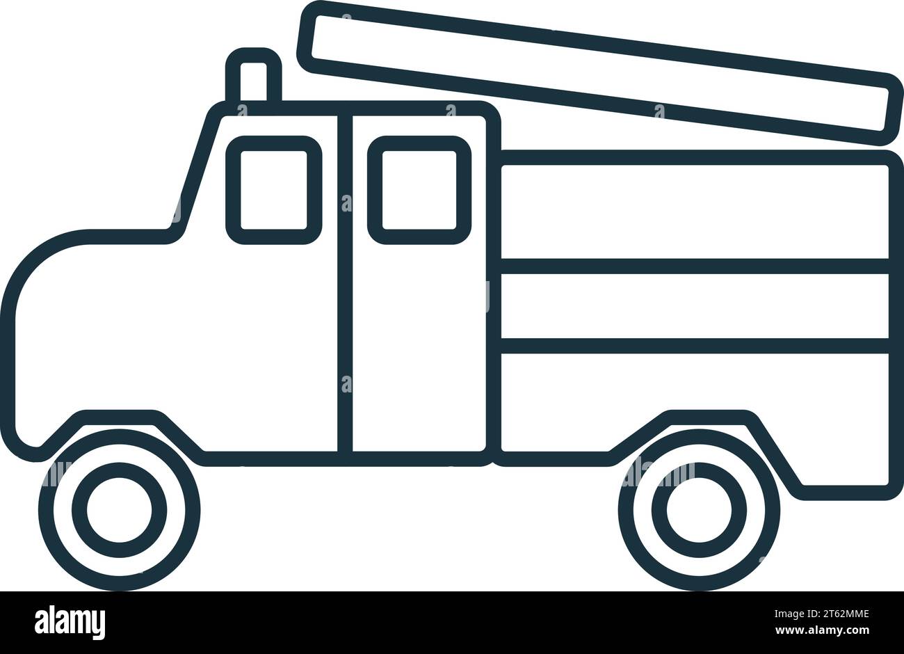 Fire truck outline icon. Monochrome simple sign from transportation ...