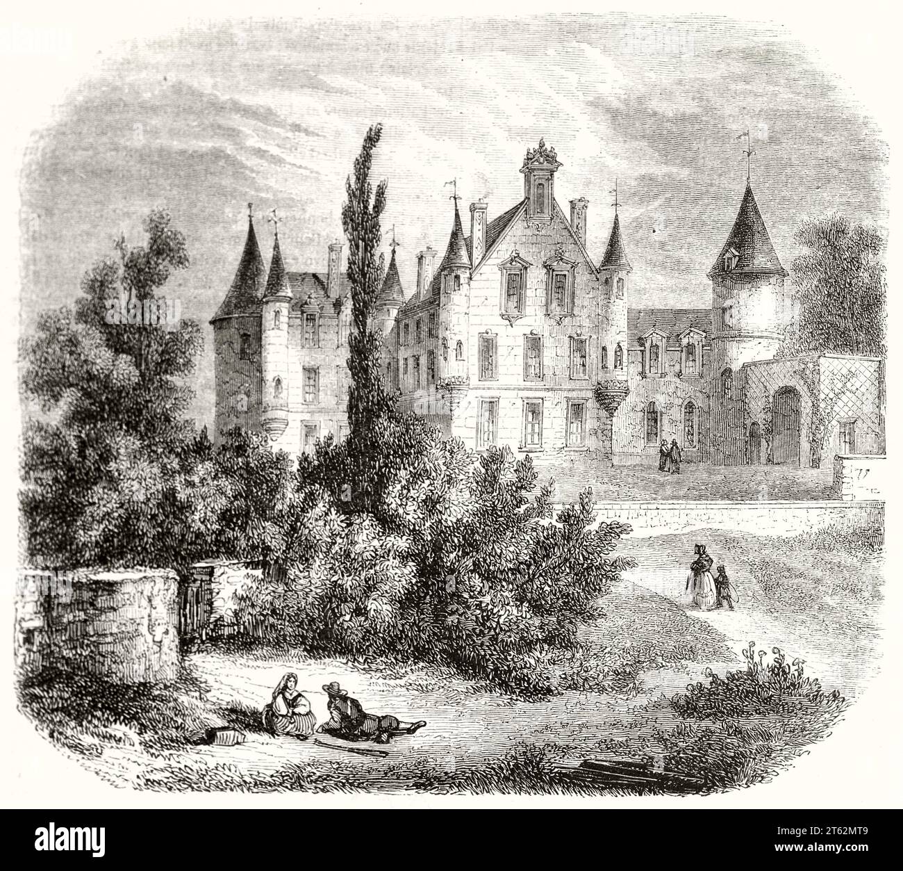 Old view of the chateau de Terre-Neuve, Nicolas Rapin's mansion. After ...