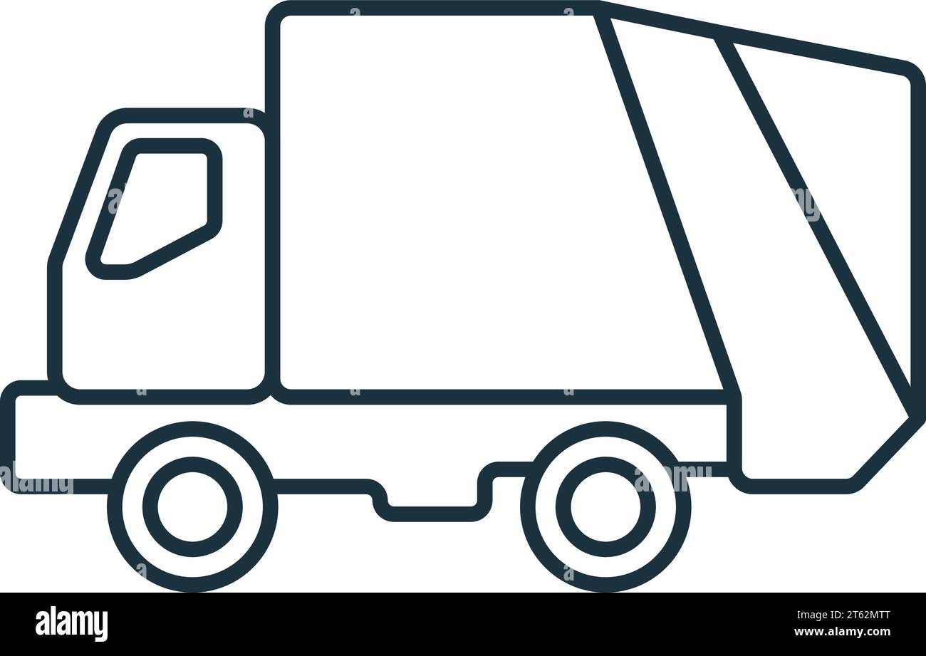 Garbage truck outline icon. Monochrome simple sign from transportation ...
