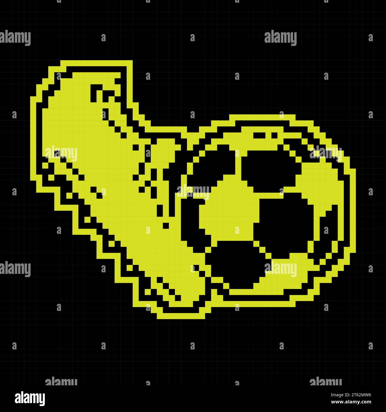 Pixel silhouette icon. Black and yellow classic soccer ball and ...