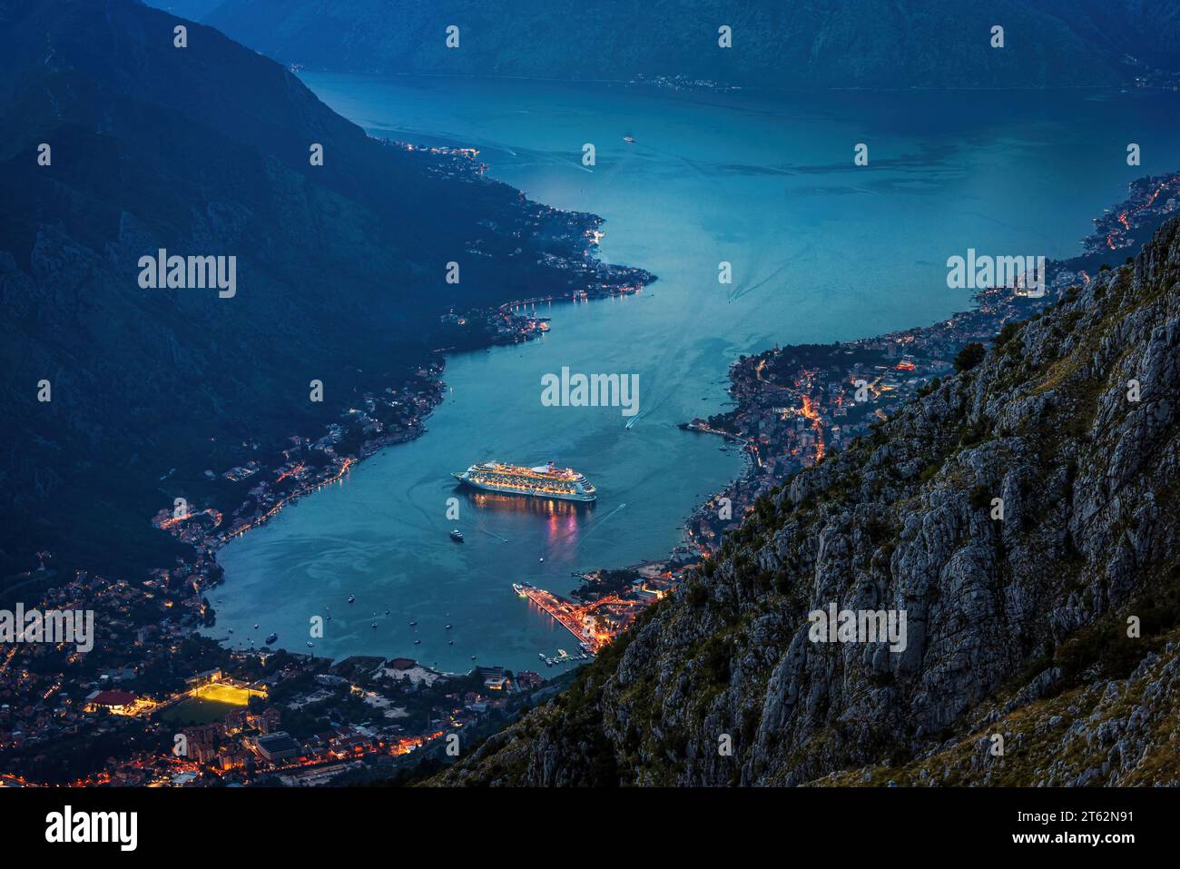 Panorama evening kotor from mountain hi-res stock photography and ...