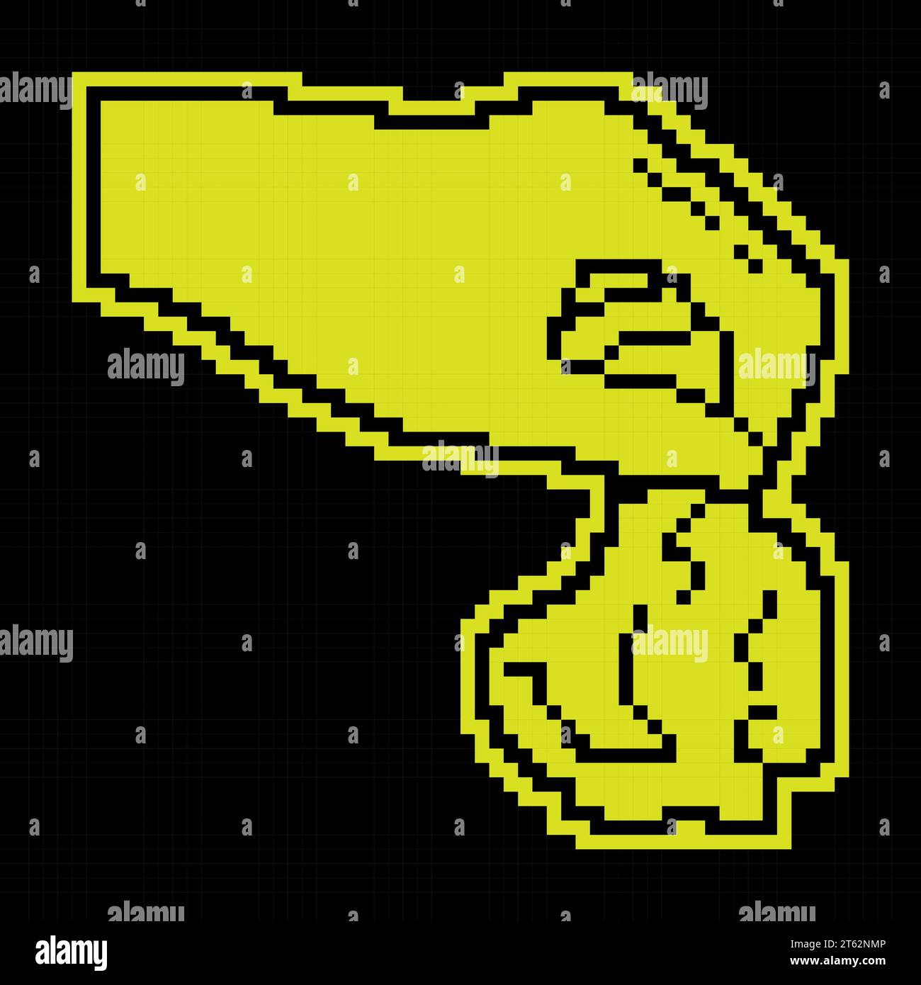 Pixel silhouette icon. Hand throws used paper napkin into trash ...