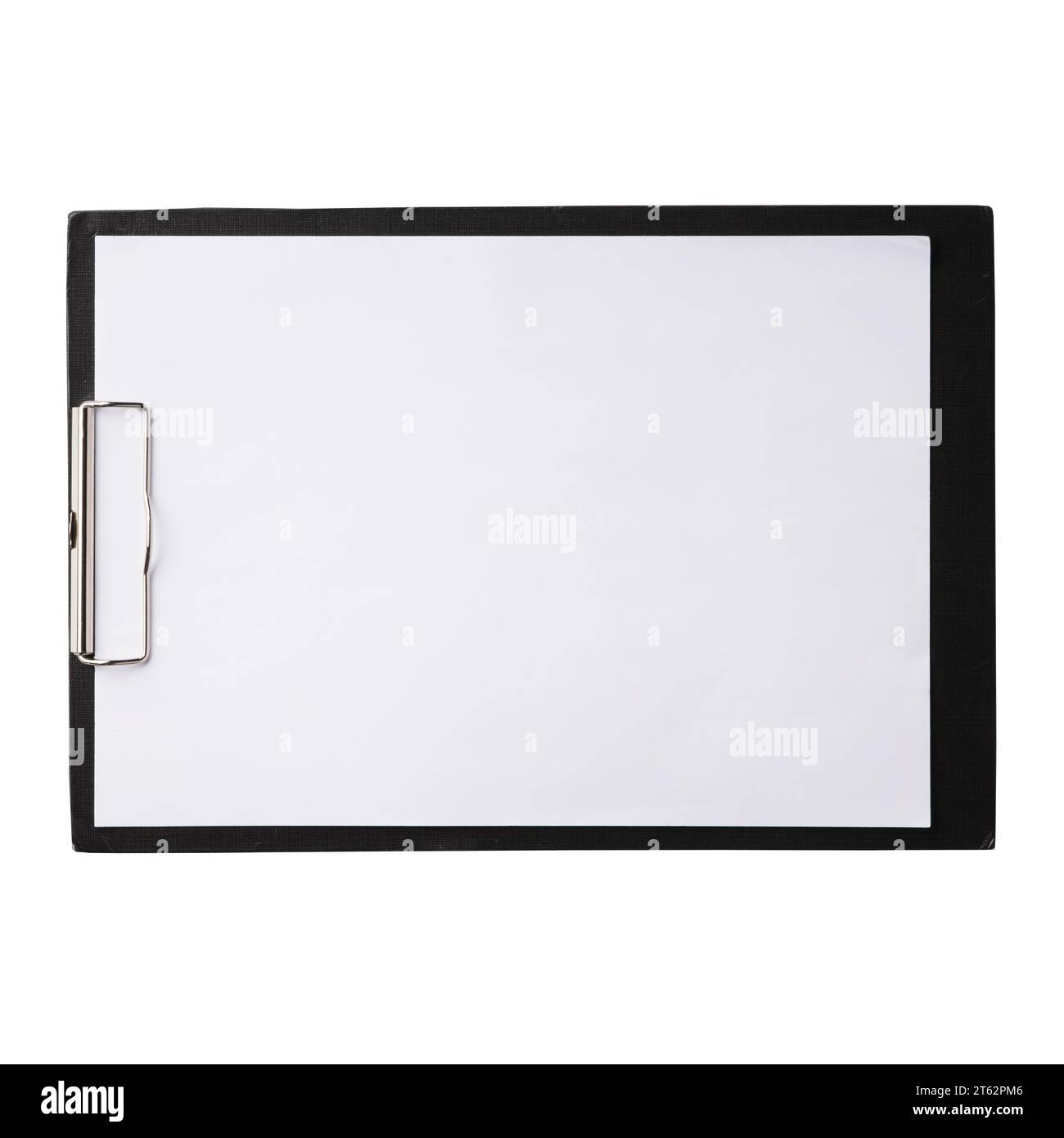Black clipboard with clip at the top for papers, horizontal. Single ...