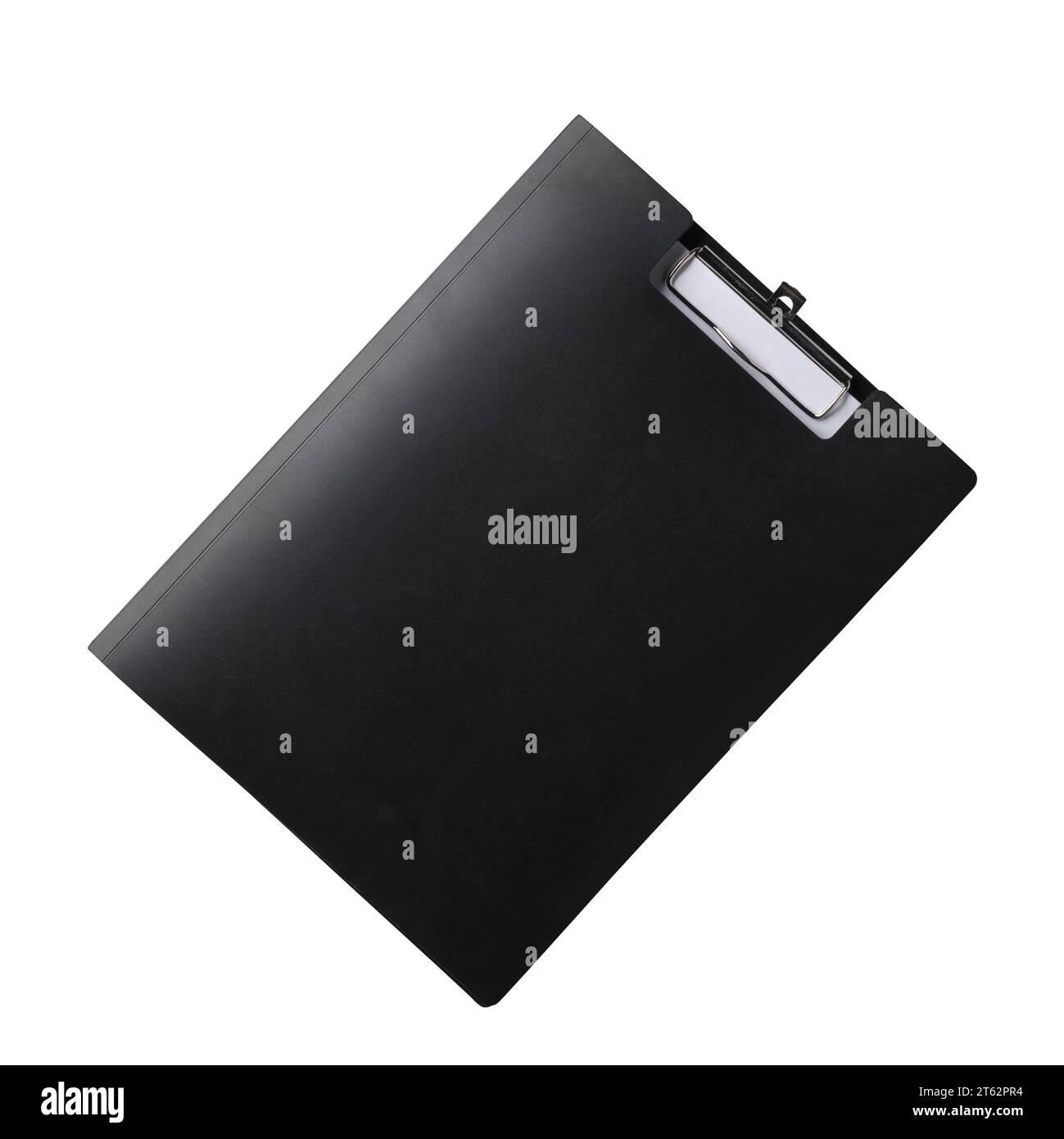 Closed black clipboard with clip at the top for papers. Folding ...