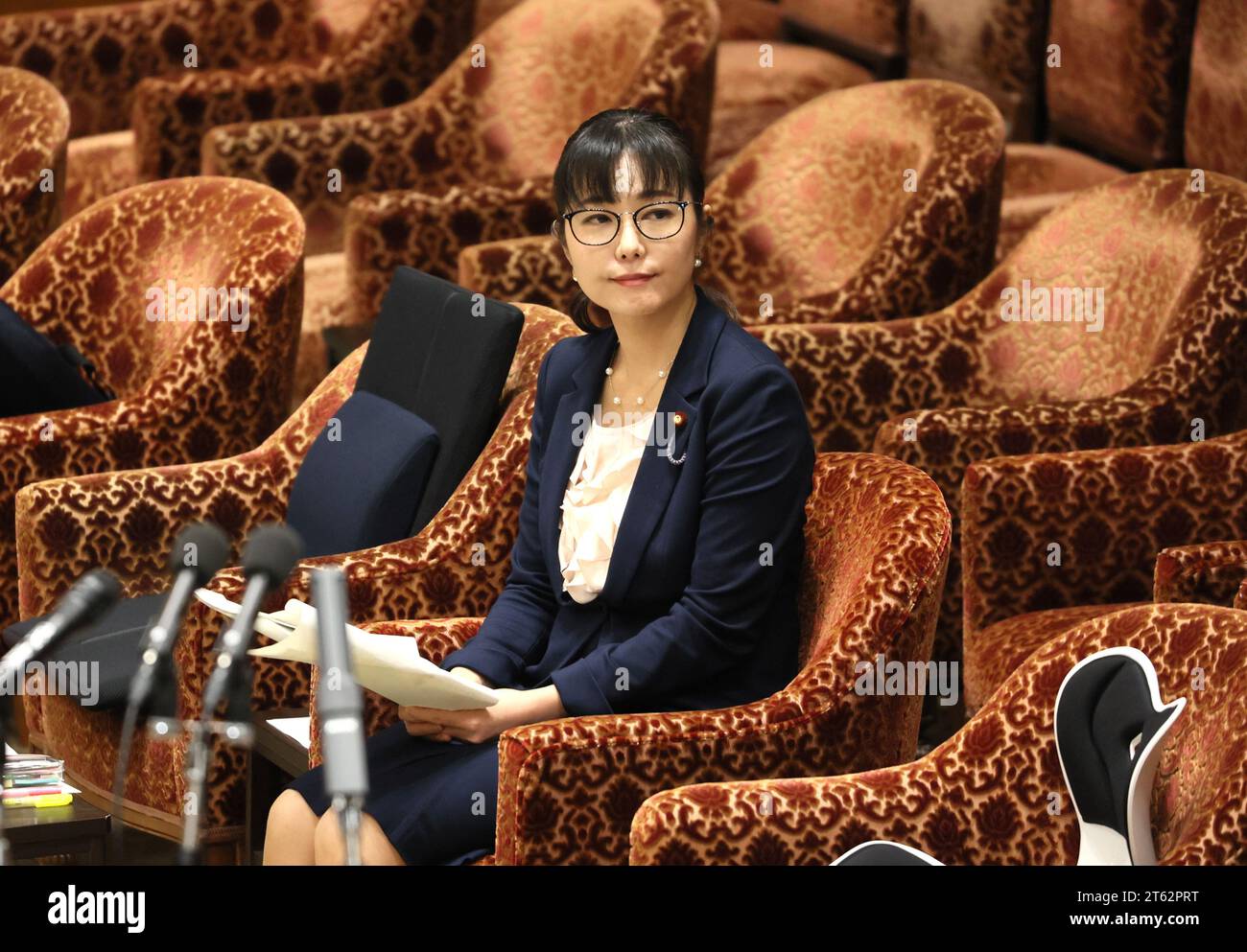 Tokyo, Japan. 8th Nov, 2023. Japanese Children related Policies Minister Ayuko Kato listens to a ...