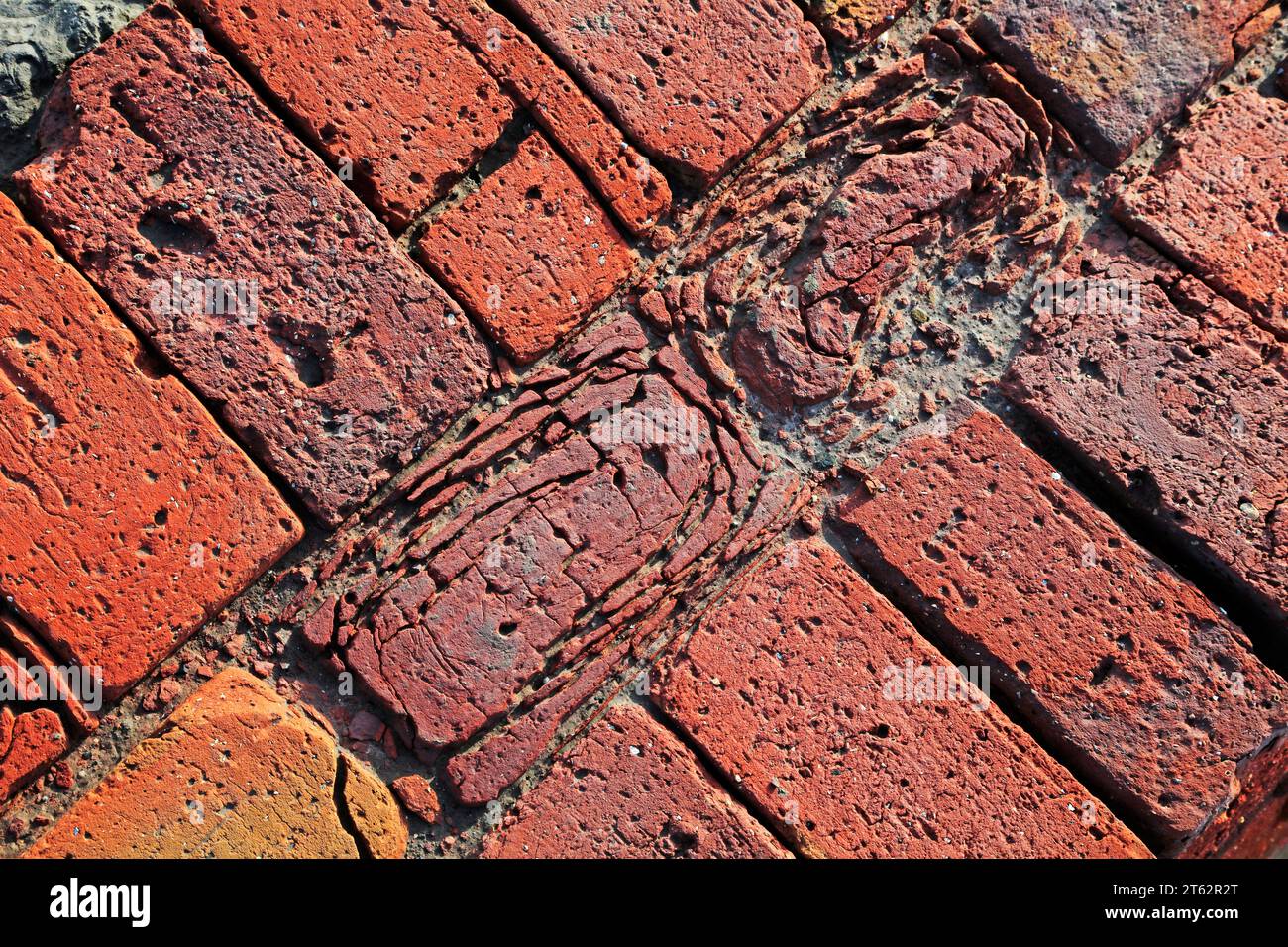 Red brick impregnated by salt water for a long time Stock Photo - Alamy