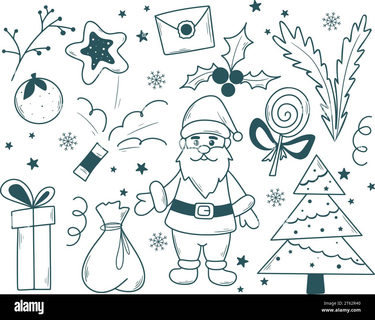 Hand drawn christmas set Stock Vector Images - Alamy