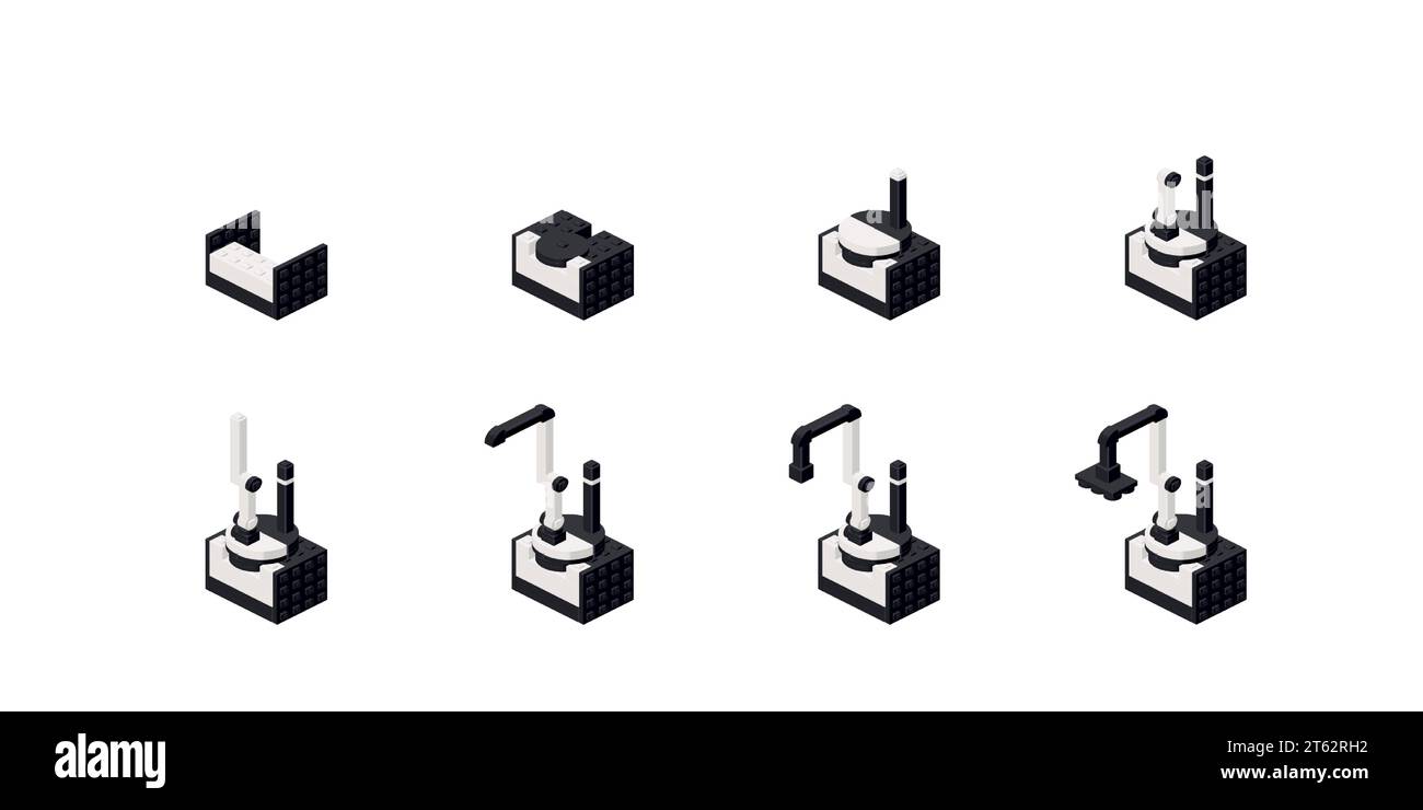 Step-by-step construction of a robot from a warehouse. Vector Stock ...