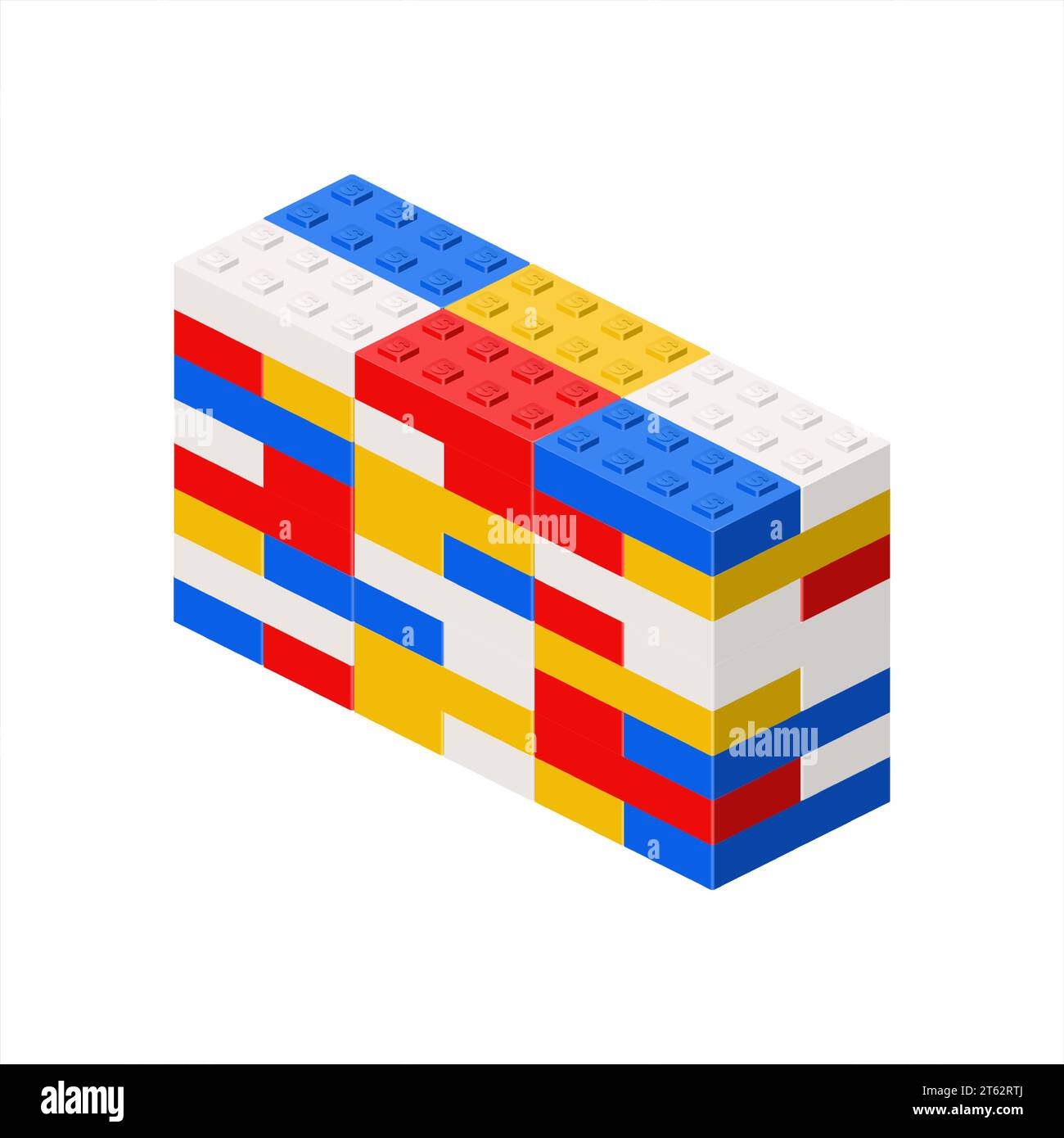 Imitation of a wide building made of plastic blocks. Vector Stock ...