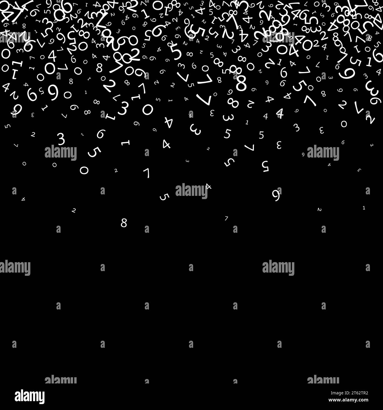 Falling numbers, big data concept. Binary white messy flying digits ...