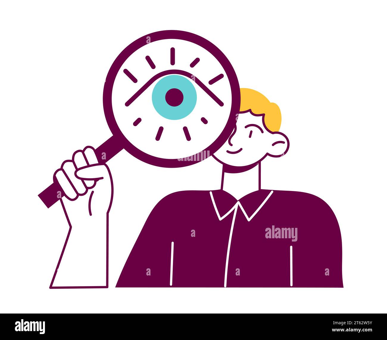 Man looking through lens Stock Vector Images - Alamy
