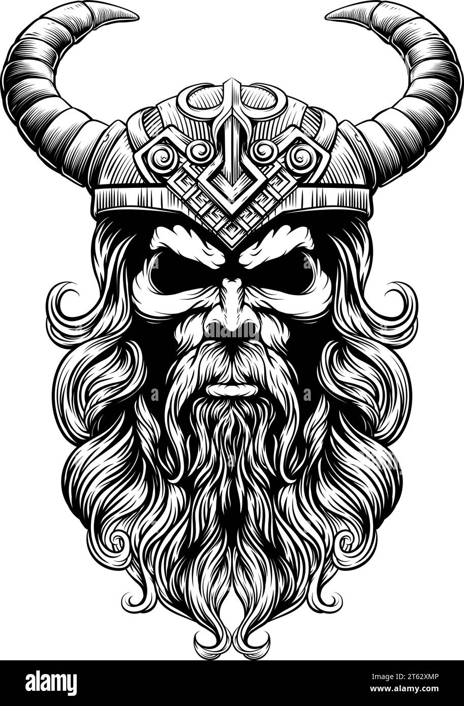 Viking Warrior Man Strong Mascot Face in Helmet Stock Vector Image ...