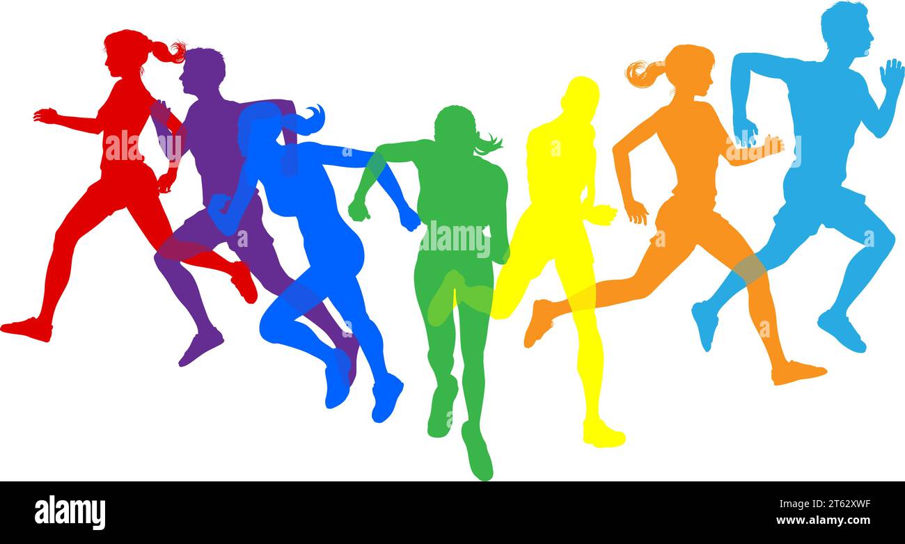 Silhouettes female sprinter vector Cut Out Stock Images & Pictures - Alamy