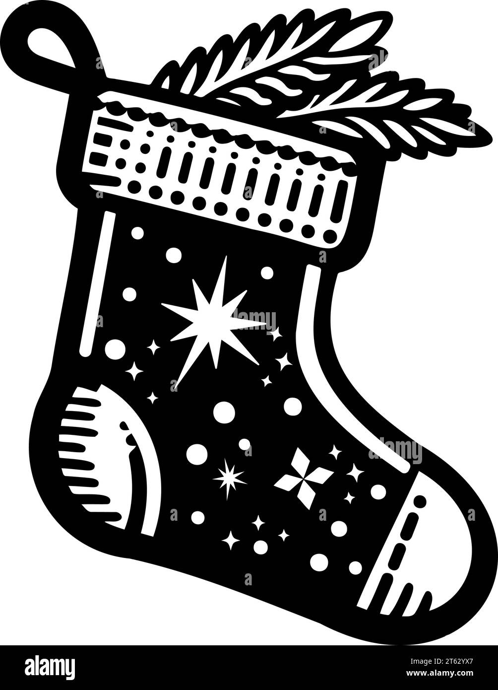 Christmas Stocking icon. Monochrome clip art. Vector illustration Stock ...