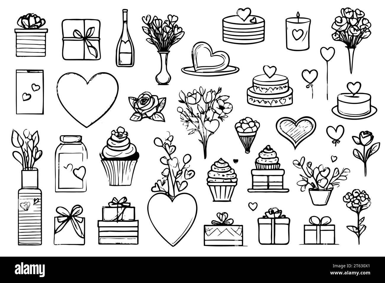 Hearts and design elements for Valentine's Day 14 February love day ...