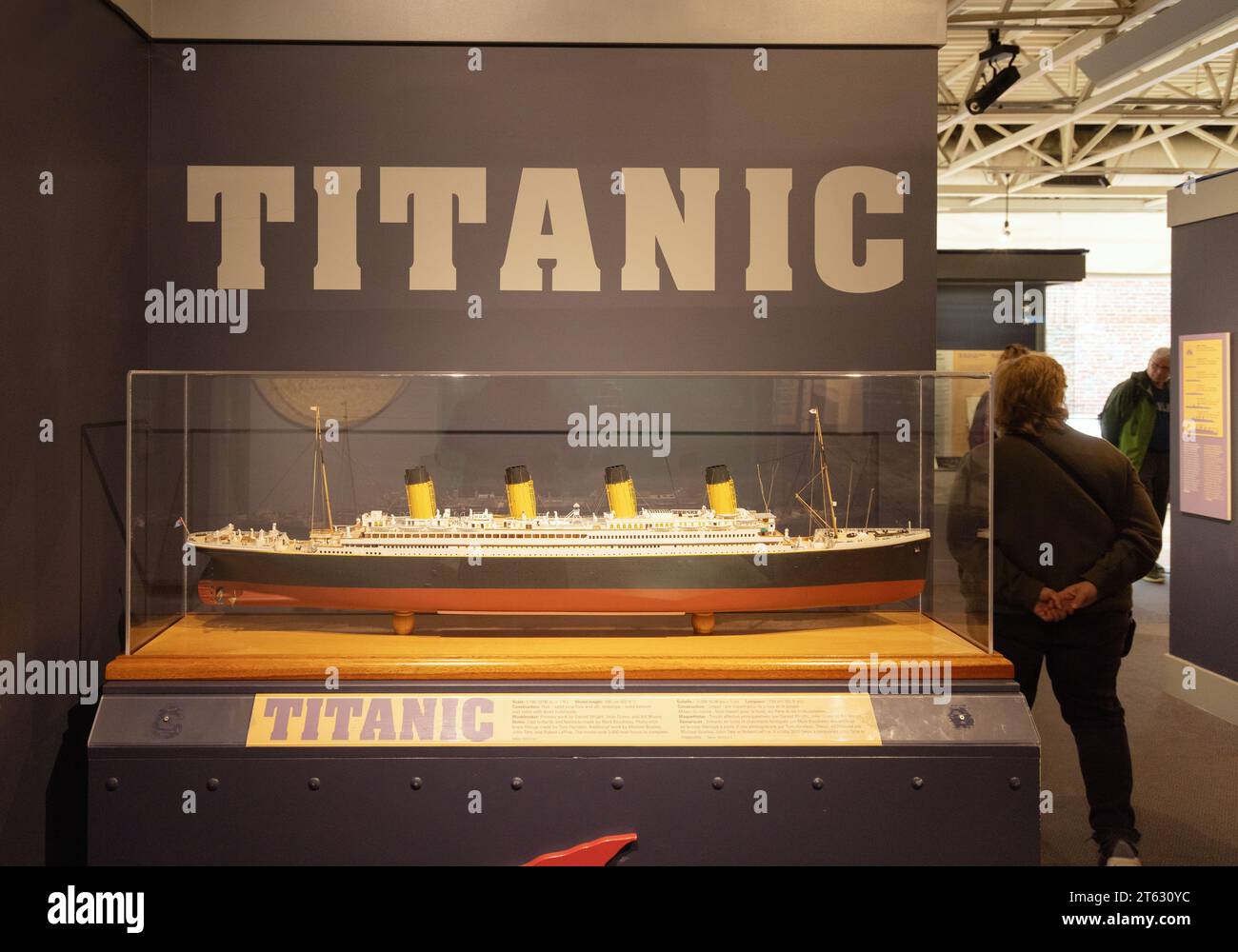 A model of the RMS Titanic at the entrance to the Titanic Sinking ...