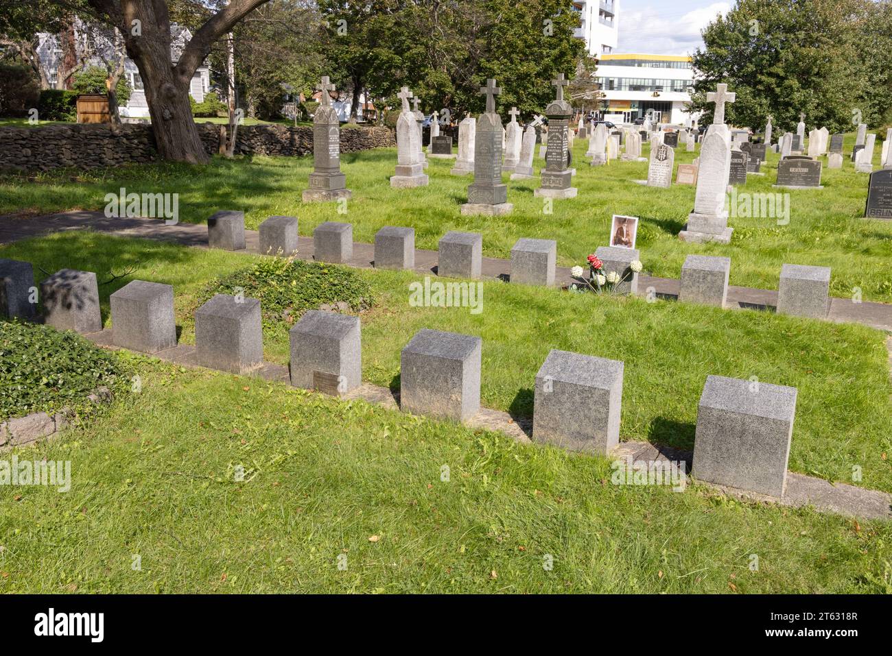 Titanic graves in the Roman Catholic Mount Olivet Cemetery, Halifax, Nova Scotia, Canada, where ...