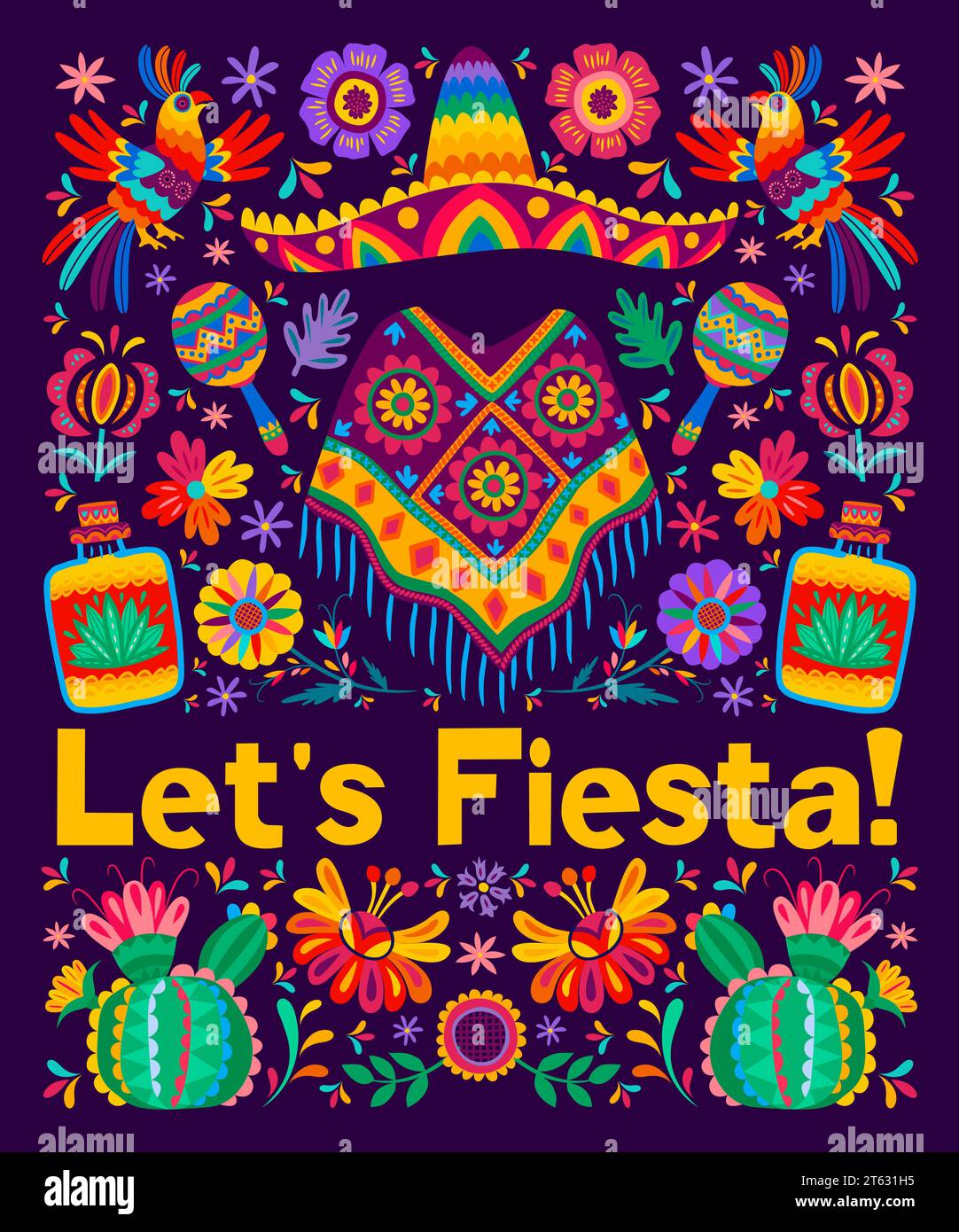 Mexican Let Us Fiesta Festival Flyer Latin America Holiday Cinco De