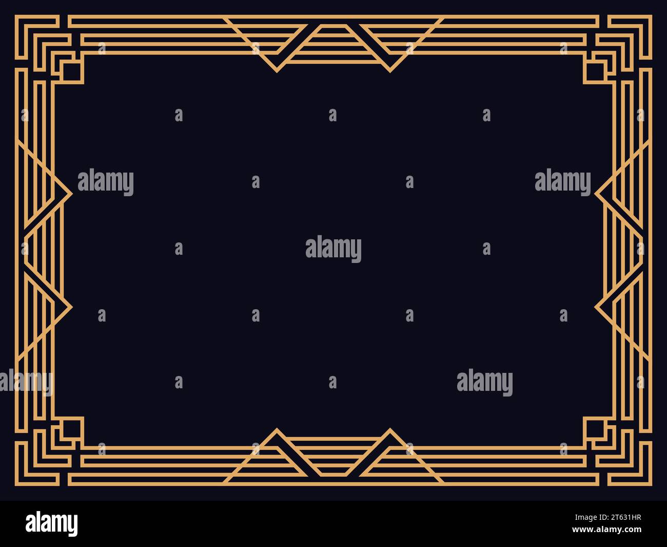 Art deco frame. Vintage linear border. Design a template for ...